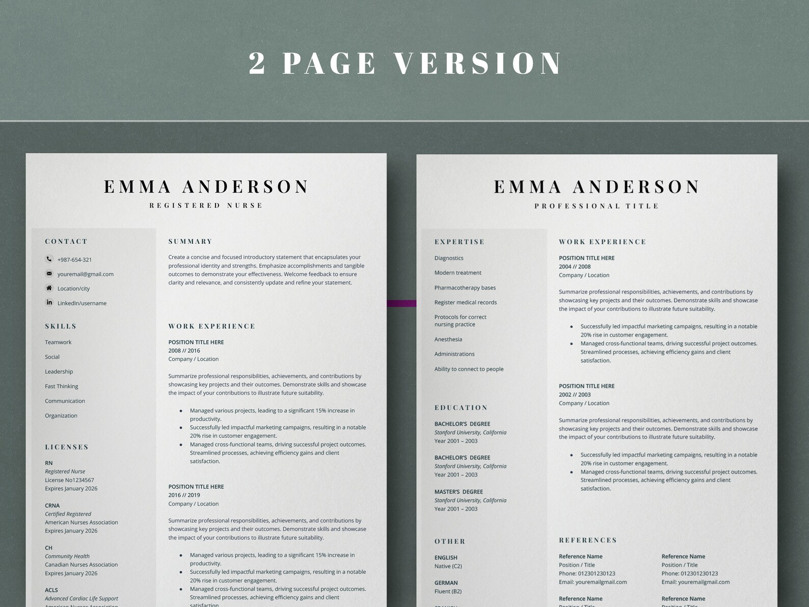 ATS Friendly Nurse Resume Template Google Docs, ATS Friendly Resume ...