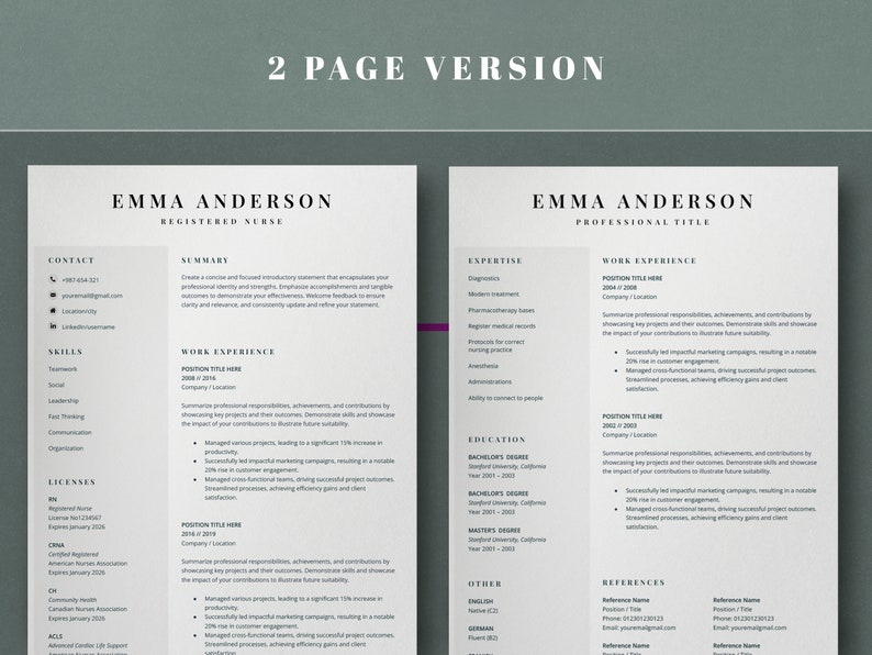ATS Friendly Nurse Resume Template Google Docs, ATS Friendly Resume ...