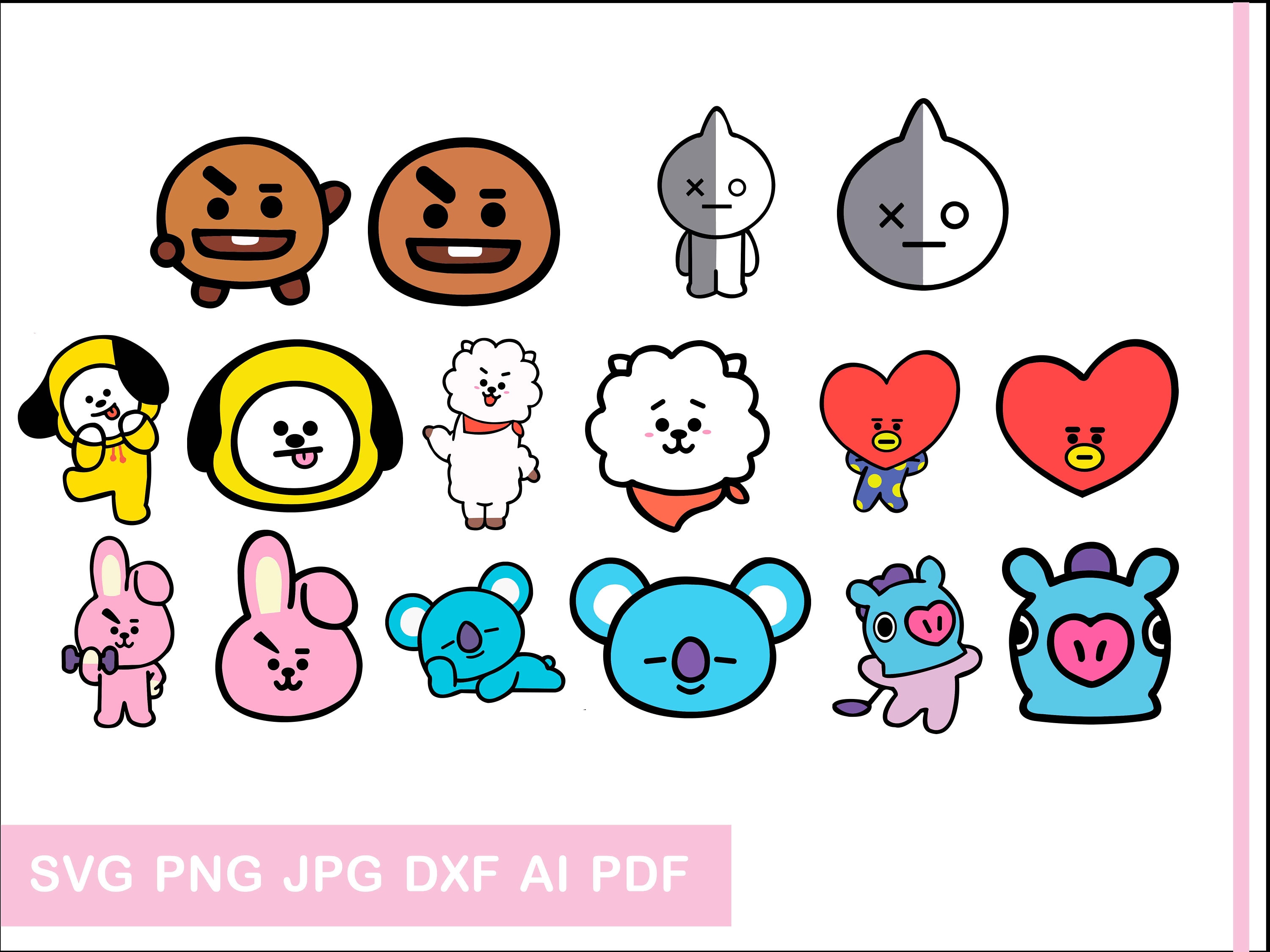 Bts Bt21 Animals Stickers Icons BTS Army K-pop Jin Suga J-hope - Etsy