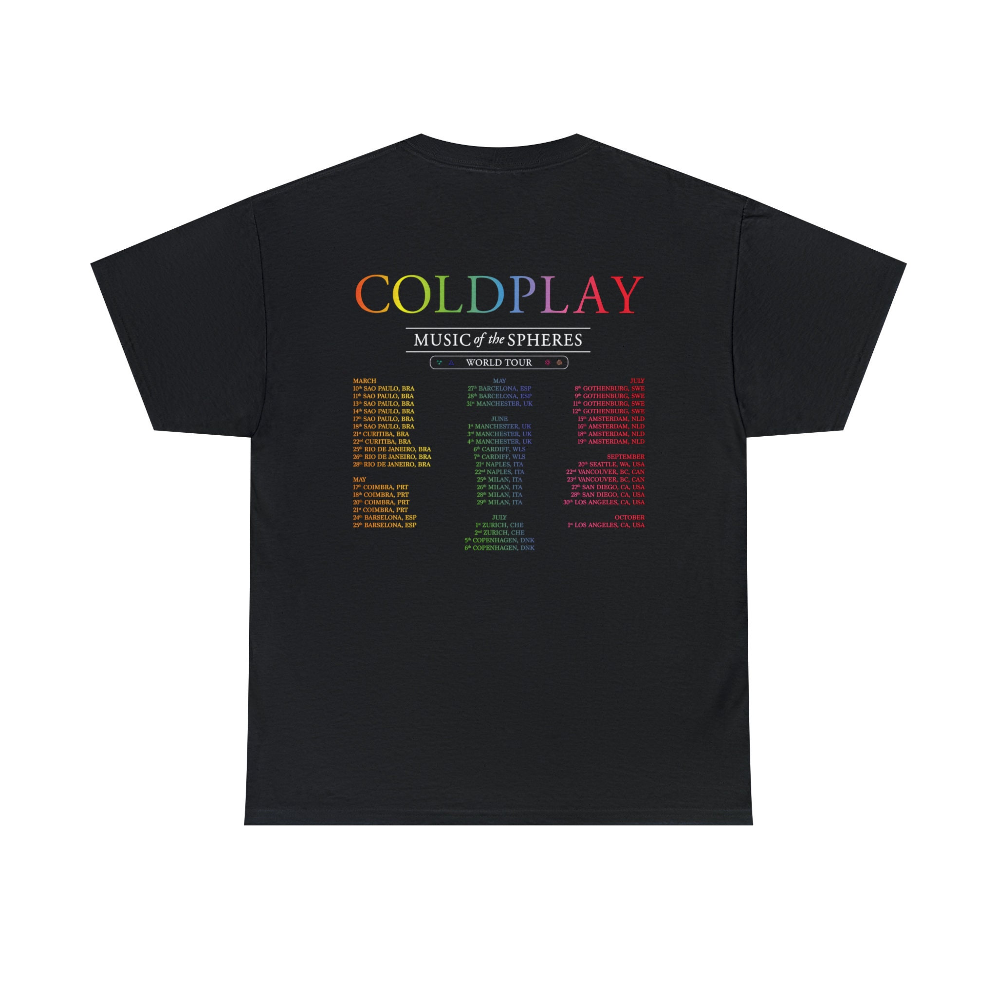 Coldplay World Tour 2023 t-shirt backprint dates Coldplay Merch Music ...