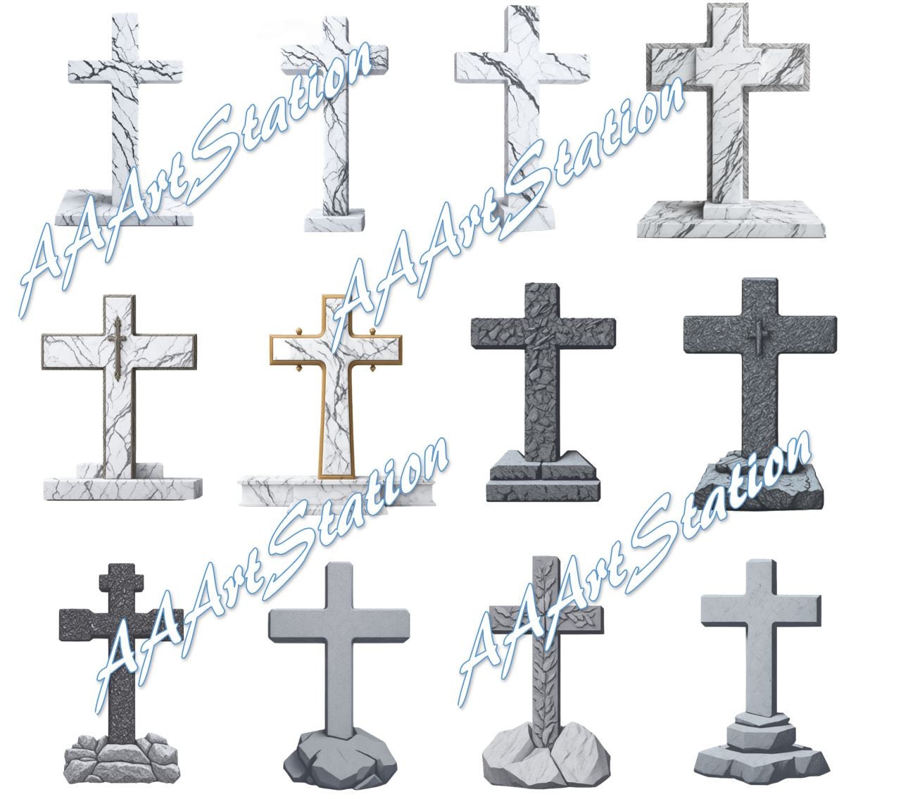 12 Various Stone Crosses in PNG Format - Etsy