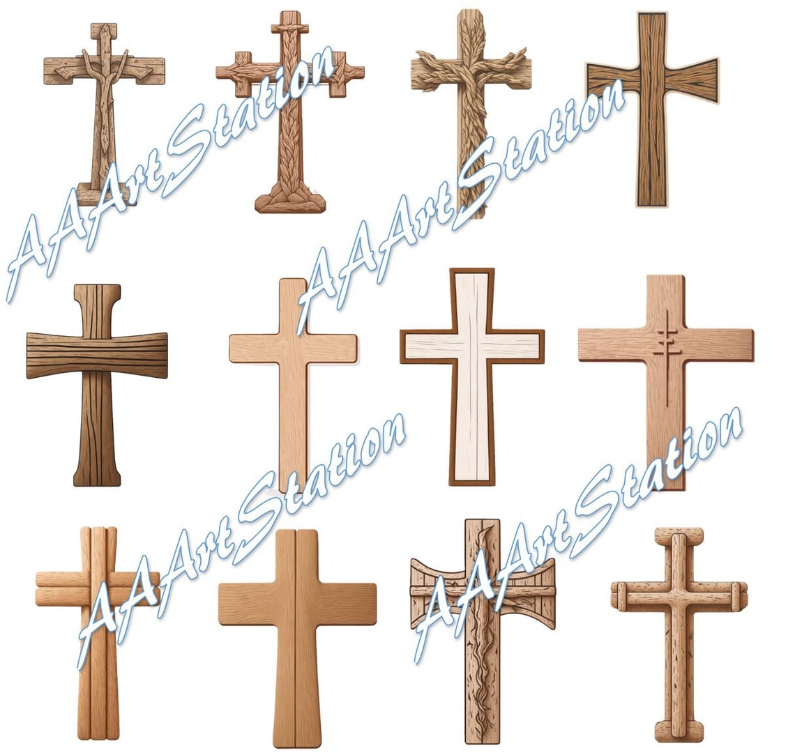 12 Various Wooden Crosses in PNG Format - Etsy