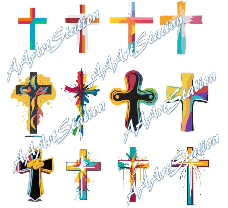 12 Various Colorful Crosses in PNG Format - Etsy