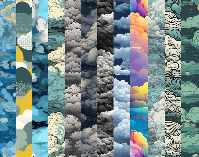 12 Infinite Tiling Cloud Patterns - Etsy