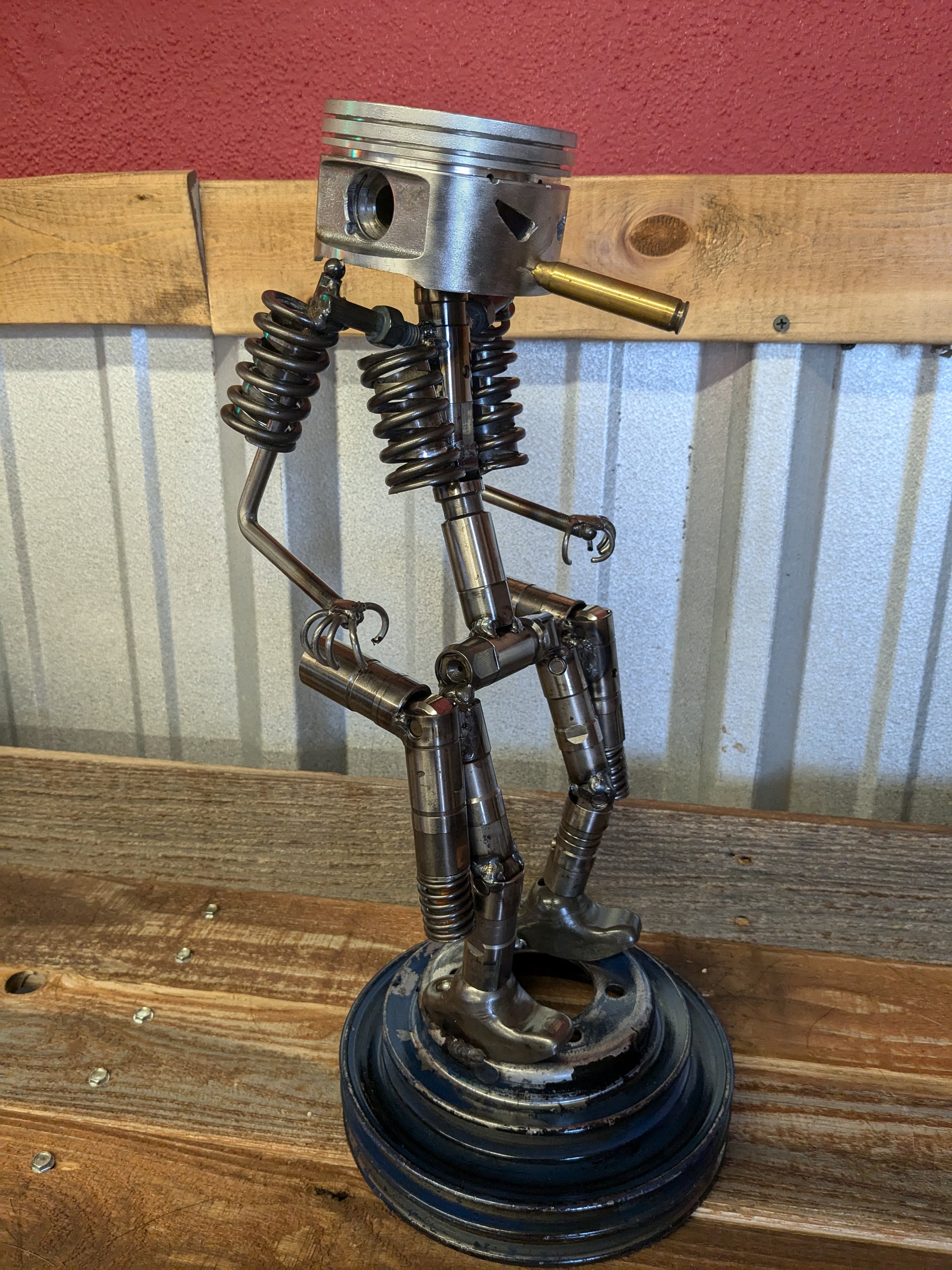Scrap Metal Art Wicked Automotive Piston Head Soldier Sculpture - Etsy
