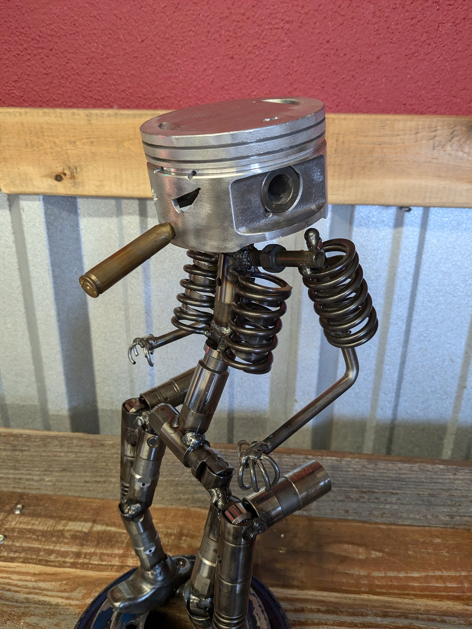Scrap Metal Art Wicked Automotive Piston Head Soldier Sculpture - Etsy