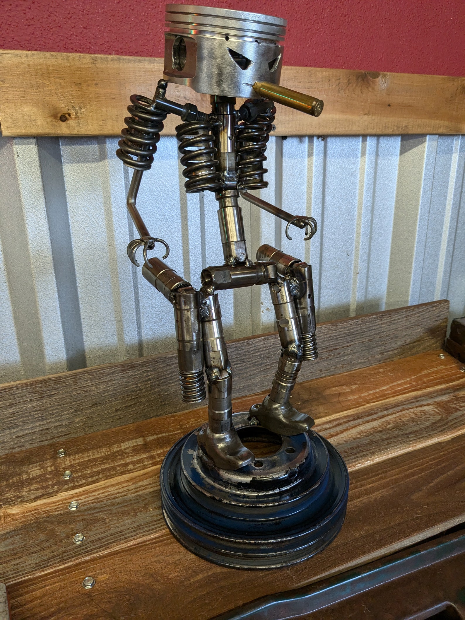 Scrap Metal Art Wicked Automotive Piston Head Soldier Sculpture - Etsy