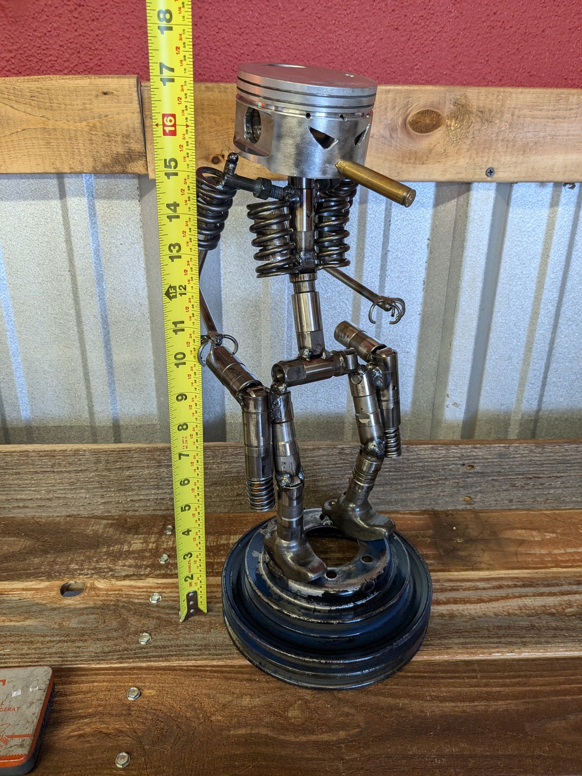 Scrap Metal Art Wicked Automotive Piston Head Soldier Sculpture - Etsy