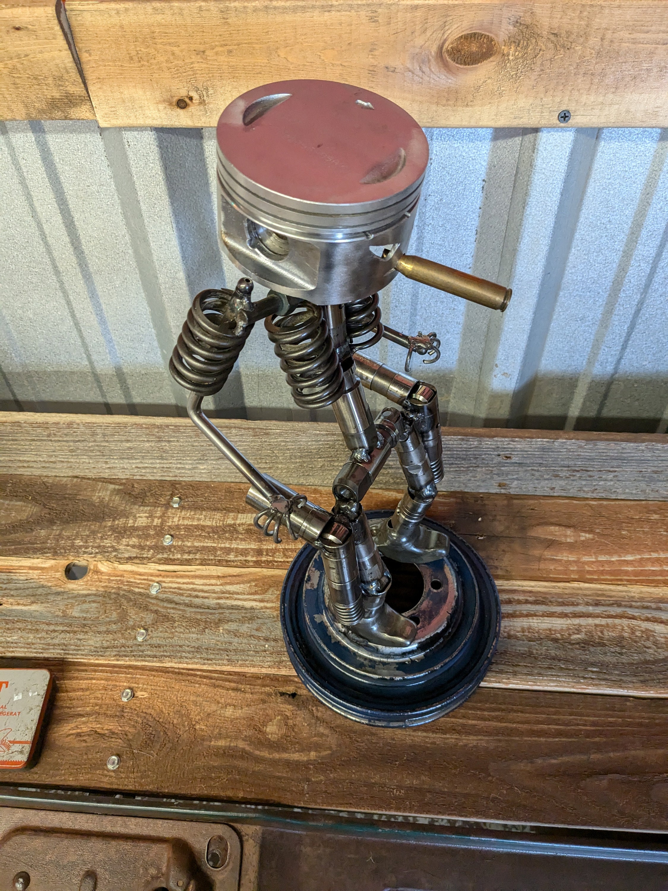 Scrap Metal Art Wicked Automotive Piston Head Soldier Sculpture - Etsy