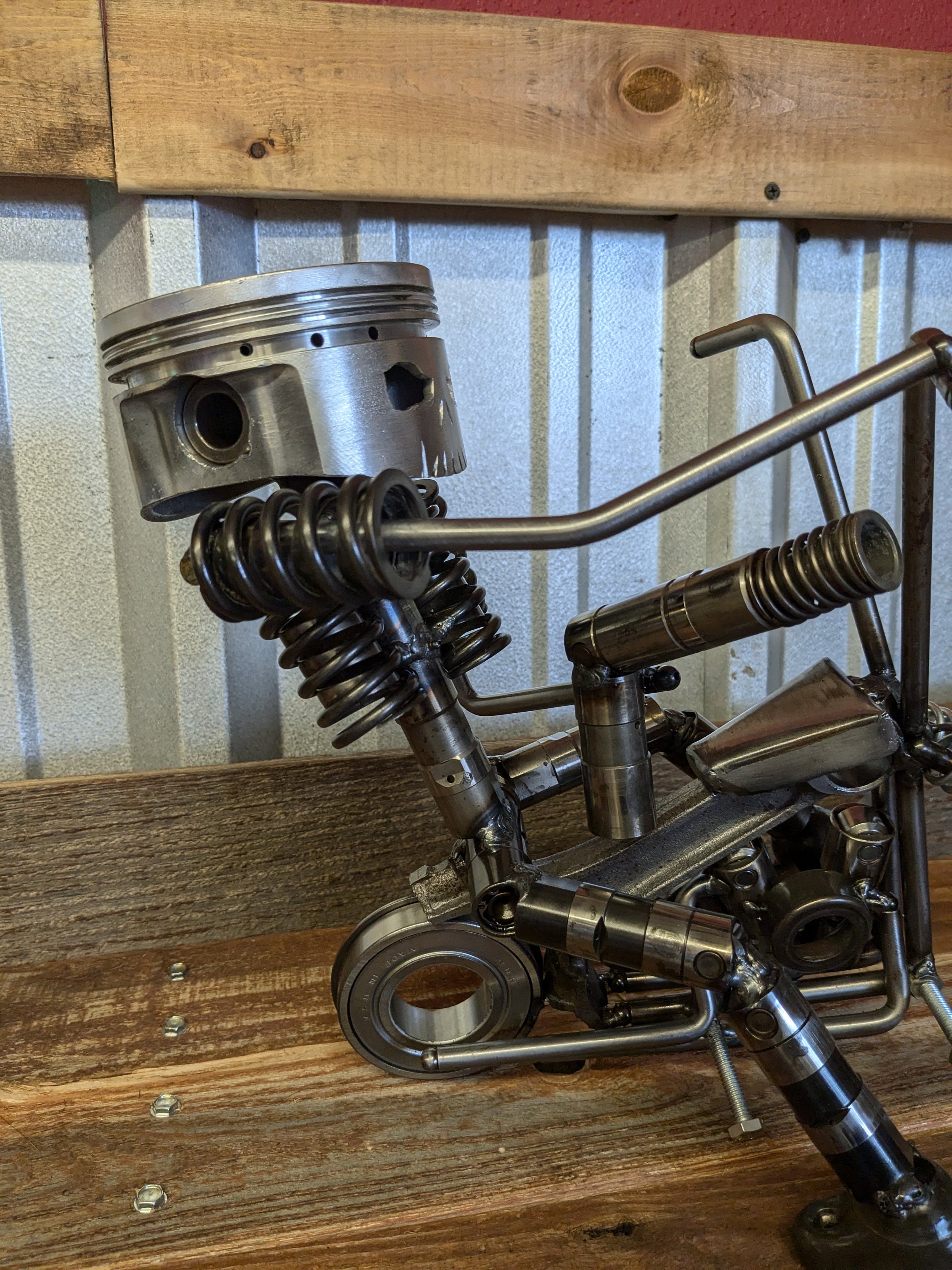 Scrap Metal Art Piston Head Soldier Riding a Motorcycle - Etsy