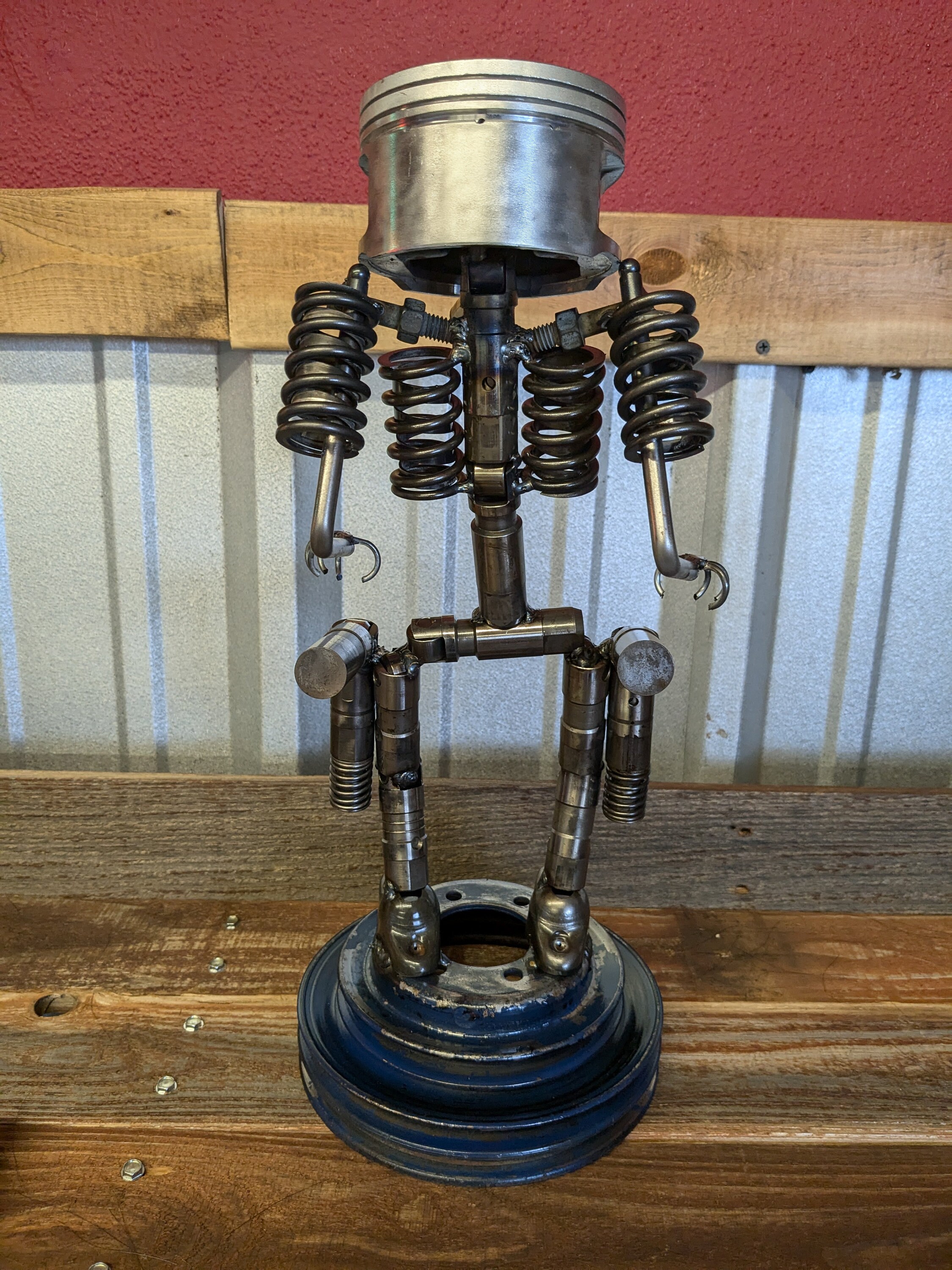 Scrap Metal Art Wicked Automotive Piston Head Soldier Sculpture - Etsy