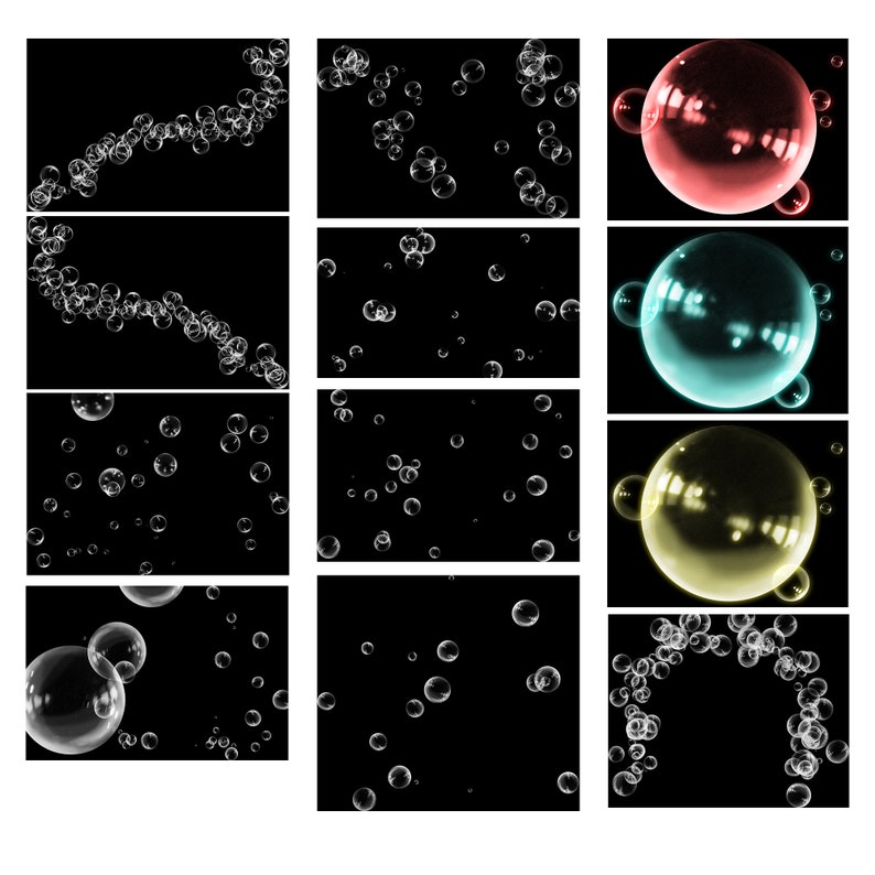 100 Soap Bubbles Overlays Png, 300 DPI Editable Realistic Bubbles in ...