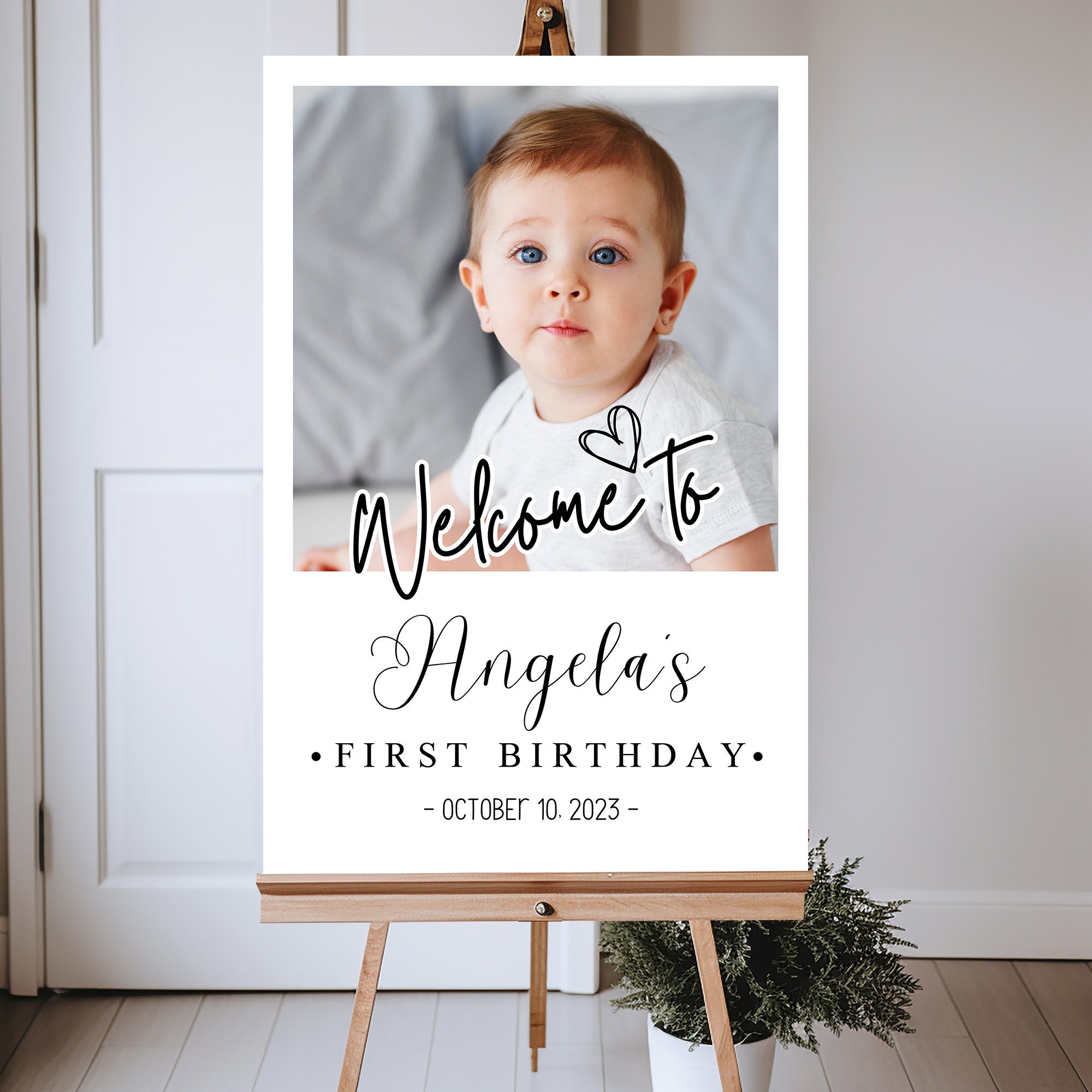 Photo Birthday Welcome Sign Babys Party Sign Birthday Invite - Etsy