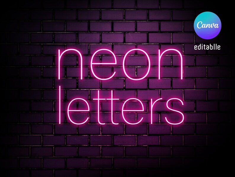 Pink Neon Glow Effect Letters Clipart - Digital Neon Alphabet Editable ...