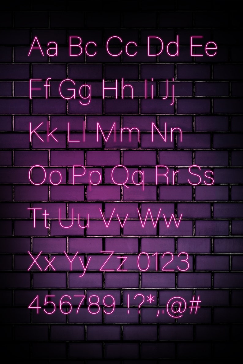 Pink Neon Glow Effect Letters Clipart - Digital Neon Alphabet Editable ...