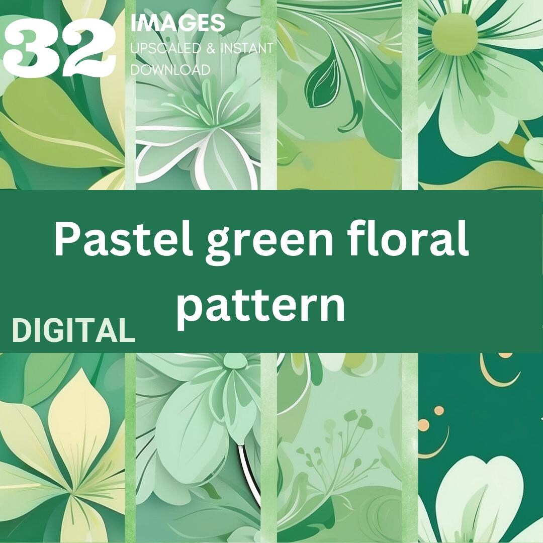 Digital Pastel Green Floral Pattern, Pastel Green Floral Pattern ...