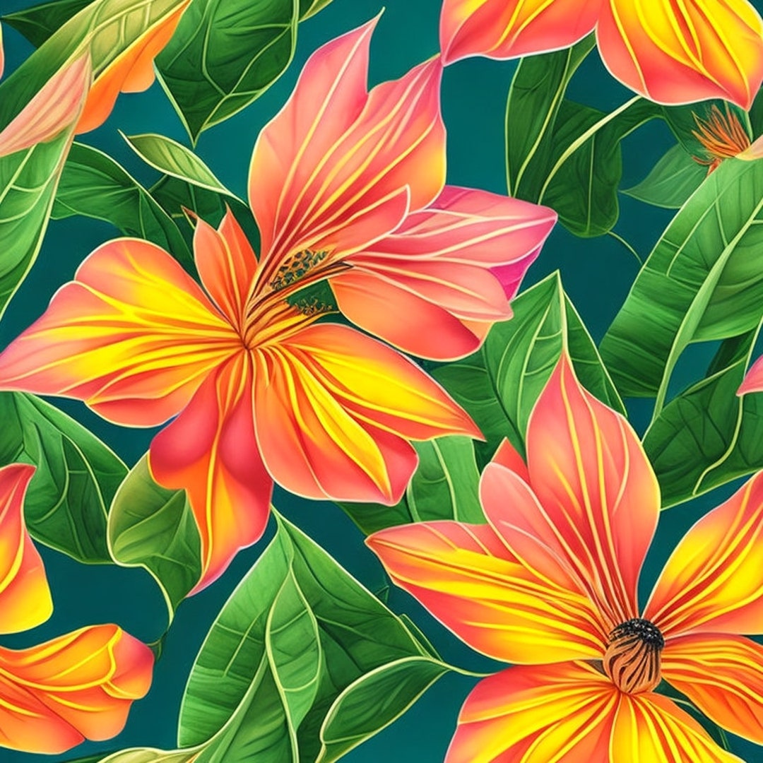 Tropical Flower Pattern, Tropical Flowers, Tropical Flowers Digital Art ...