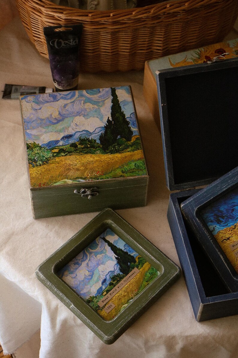 Van Gogh Gift Set Handmade Wooden Box and Frame Inspired by Van Gogh ...