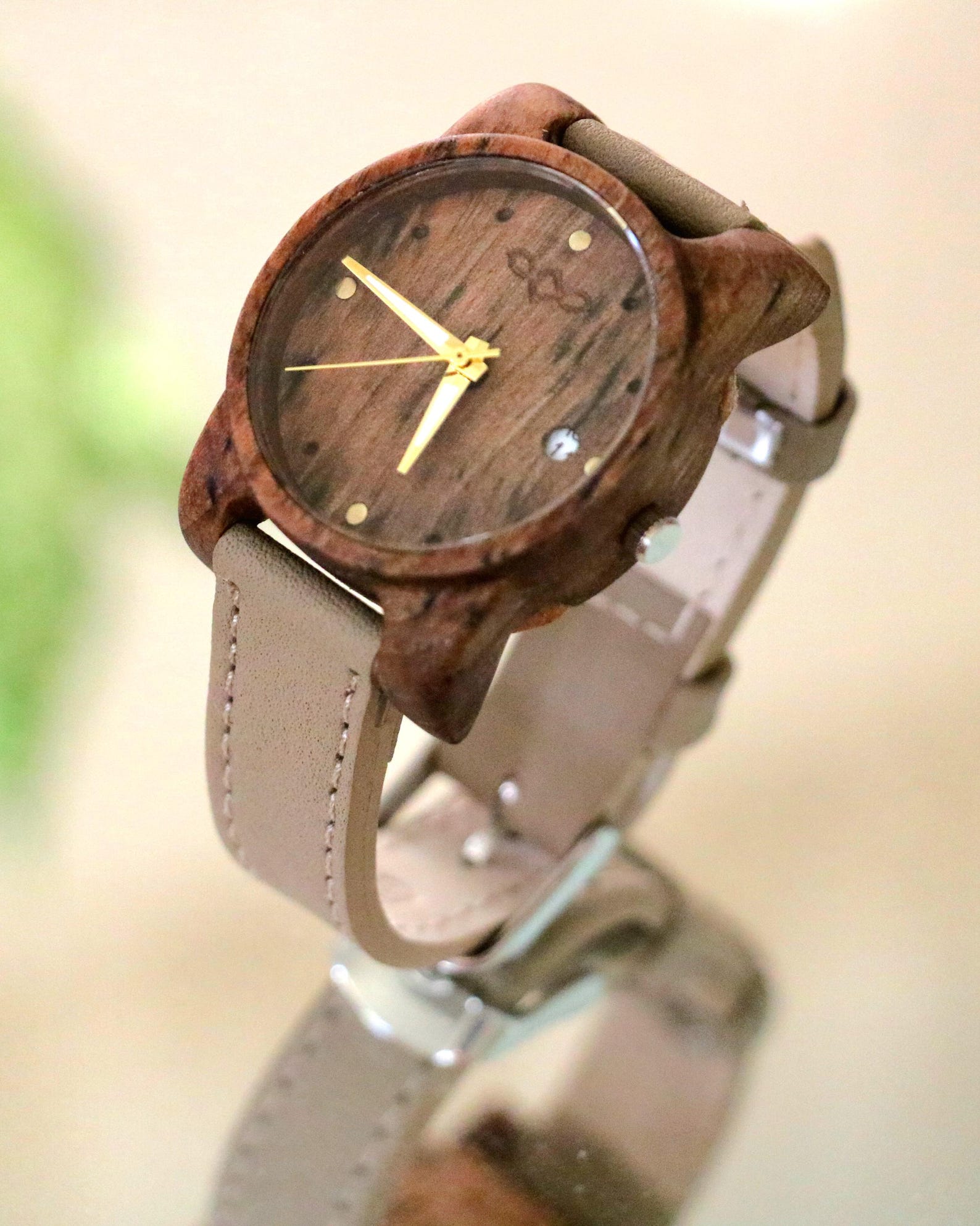 Handmade Walnut Wood Watch: Nescafé Leather Strap, Miyota Movement - Etsy