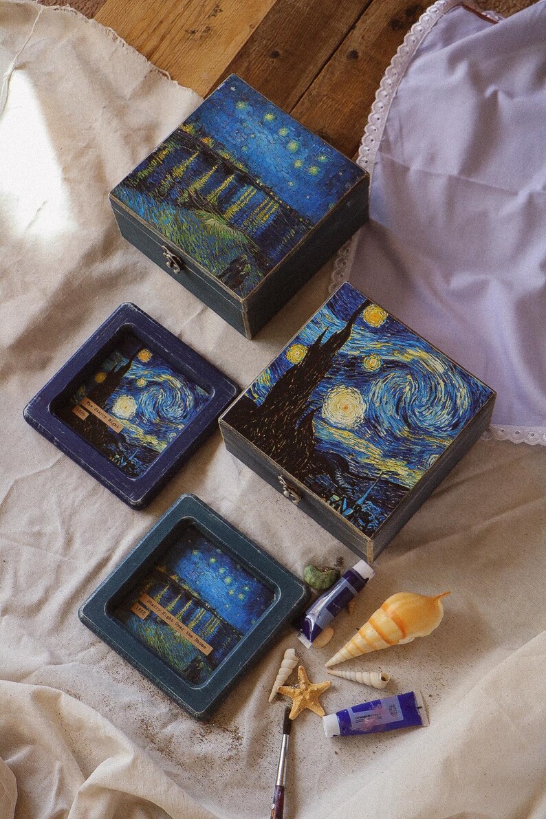 Van Gogh Gift Set Handmade Wooden Box and Frame Inspired by Van Gogh ...
