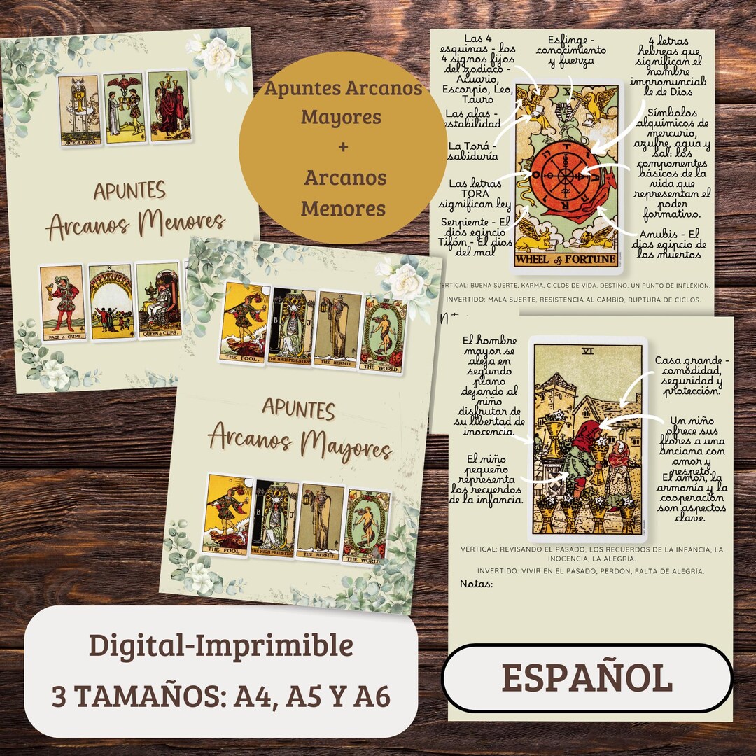 Major and Minor Arcana Journal, Spanish Tarot Journal, Tarot Course ...