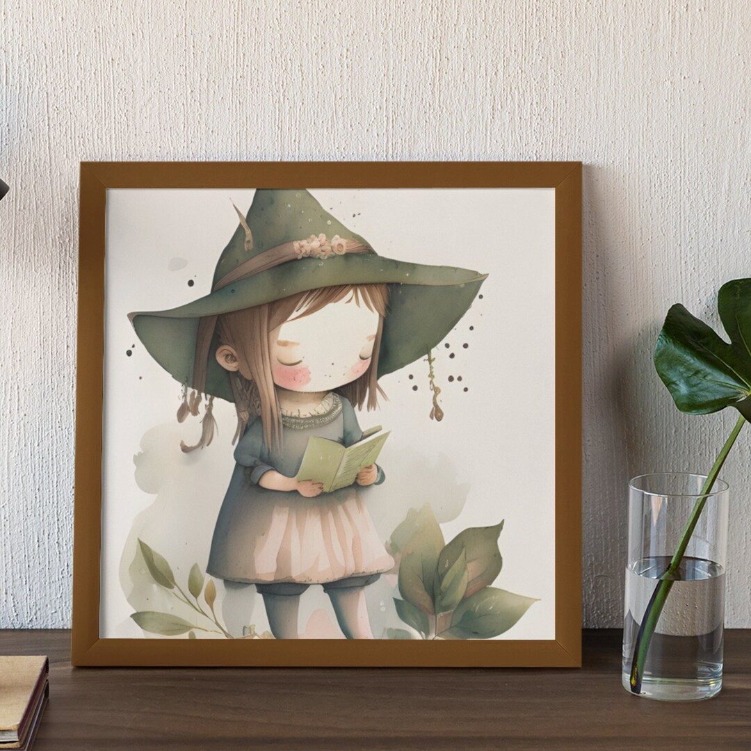 Little Green Witch Painting. Art for Kids. Printable Digital Product ...