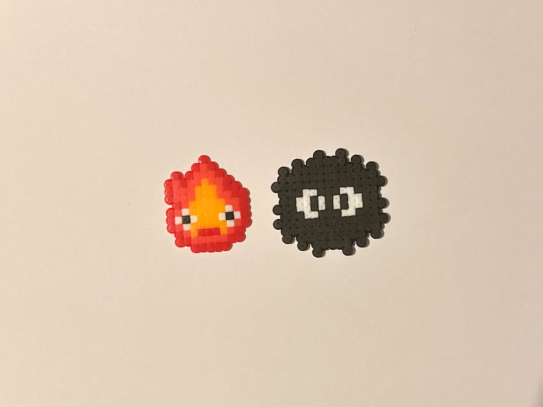 Calcifer, Susuwatari Soot Sprite, Studio Ghibli, Pixel Art, Keychain ...