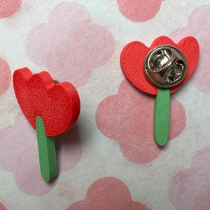 3D Printed Red Tulip Pin - - Etsy