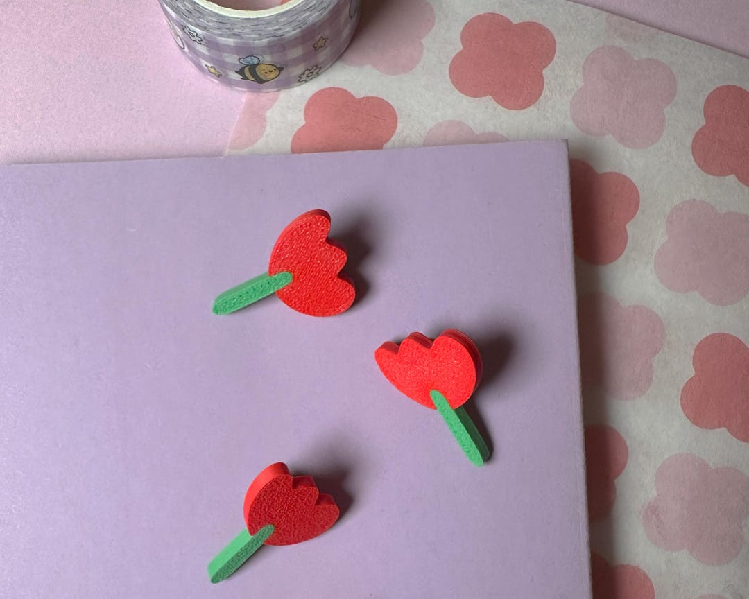 3D Printed Red Tulip Pin - - Etsy