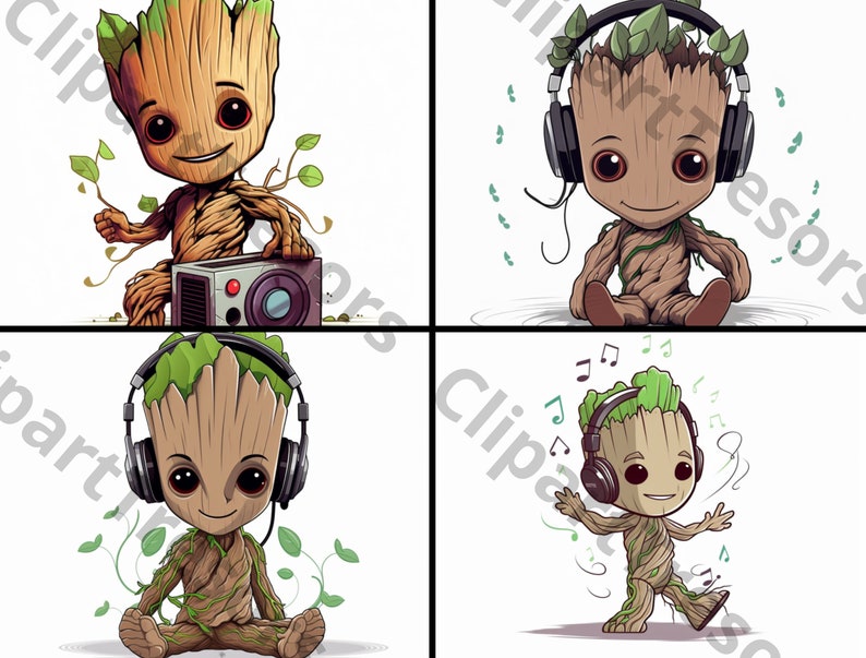 Baby Groot Clipart, Baby Groot PNG, Watercolor Clipart, Nursery Wall ...