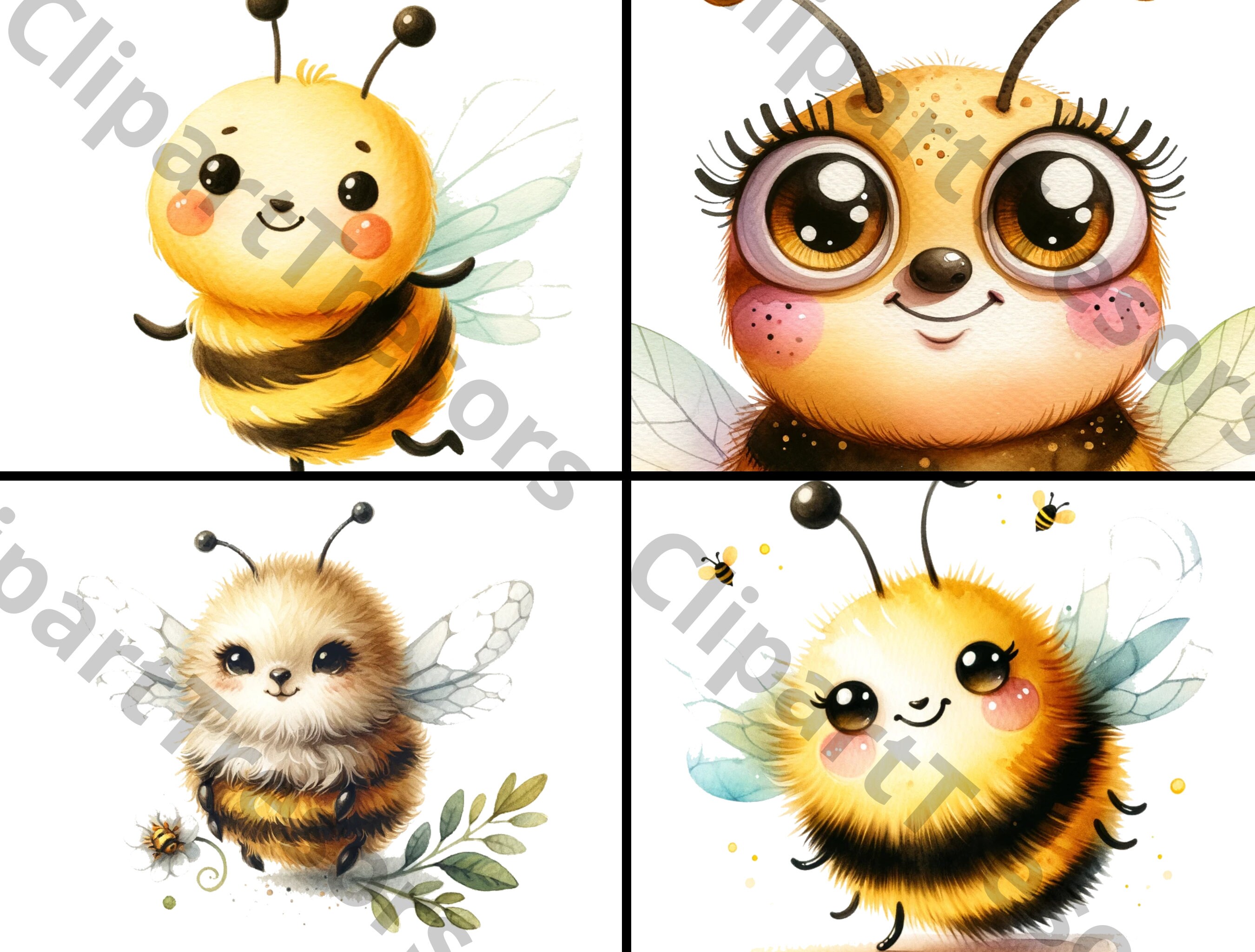 Cute Bee Watercolor Style Clipart, Cute Bee Clipart PNG, Watercolor ...