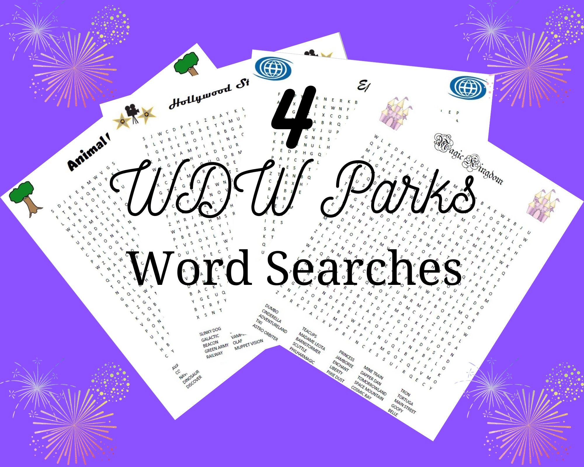 Magical Theme Park Word Search, Trip Car Ride Activity, Shower Word ...