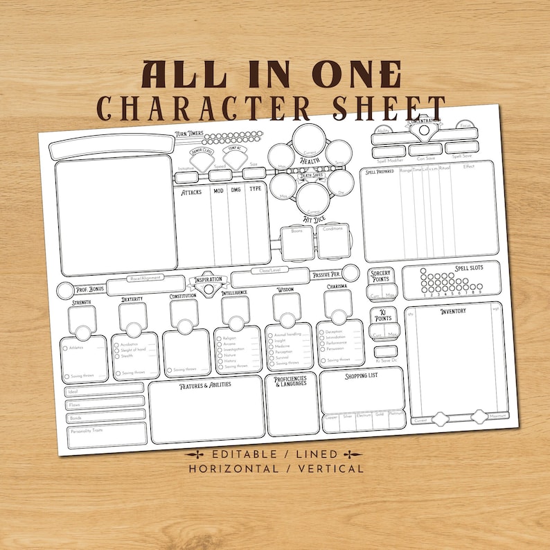 All in One Practical Dnd Editable Character Sheet With Bonus Character ...