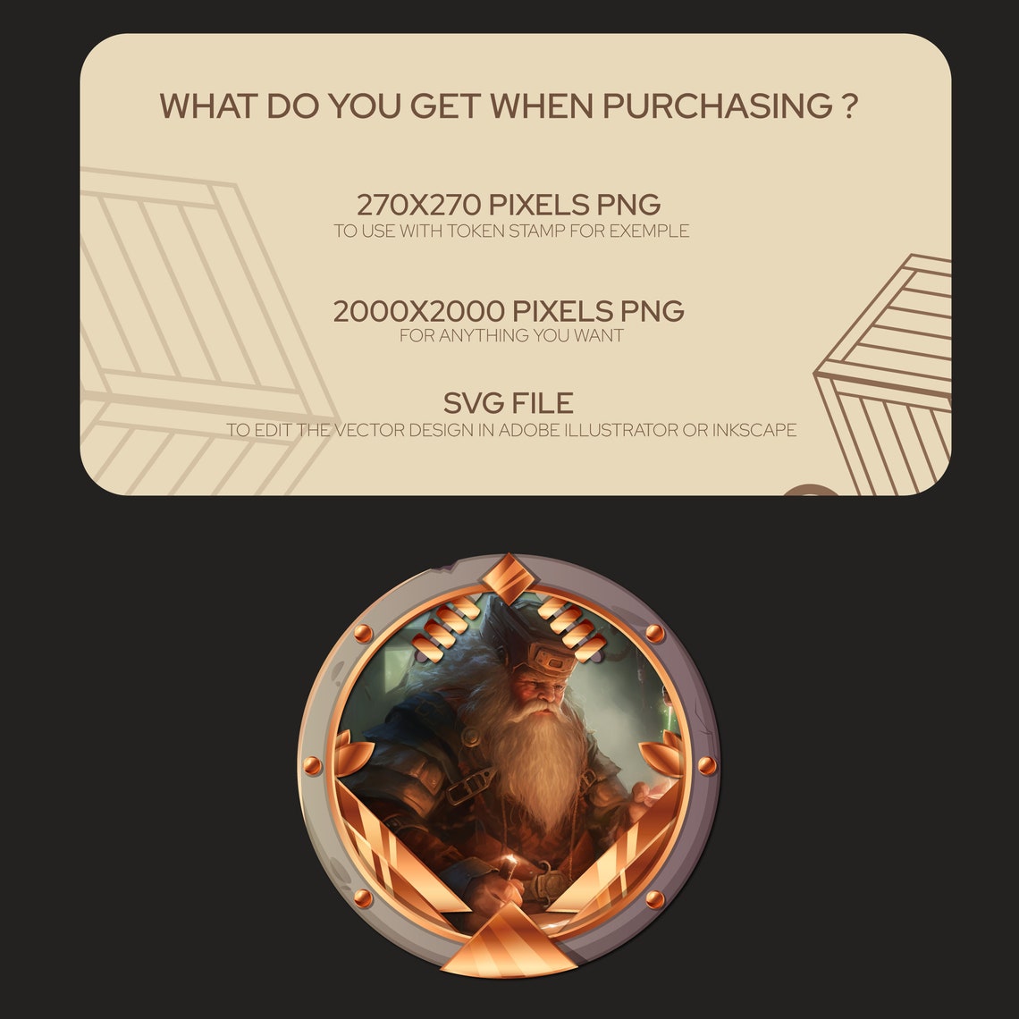 Copper Stone Token Border, Frame for Digital Tokens. Use Them on Your ...