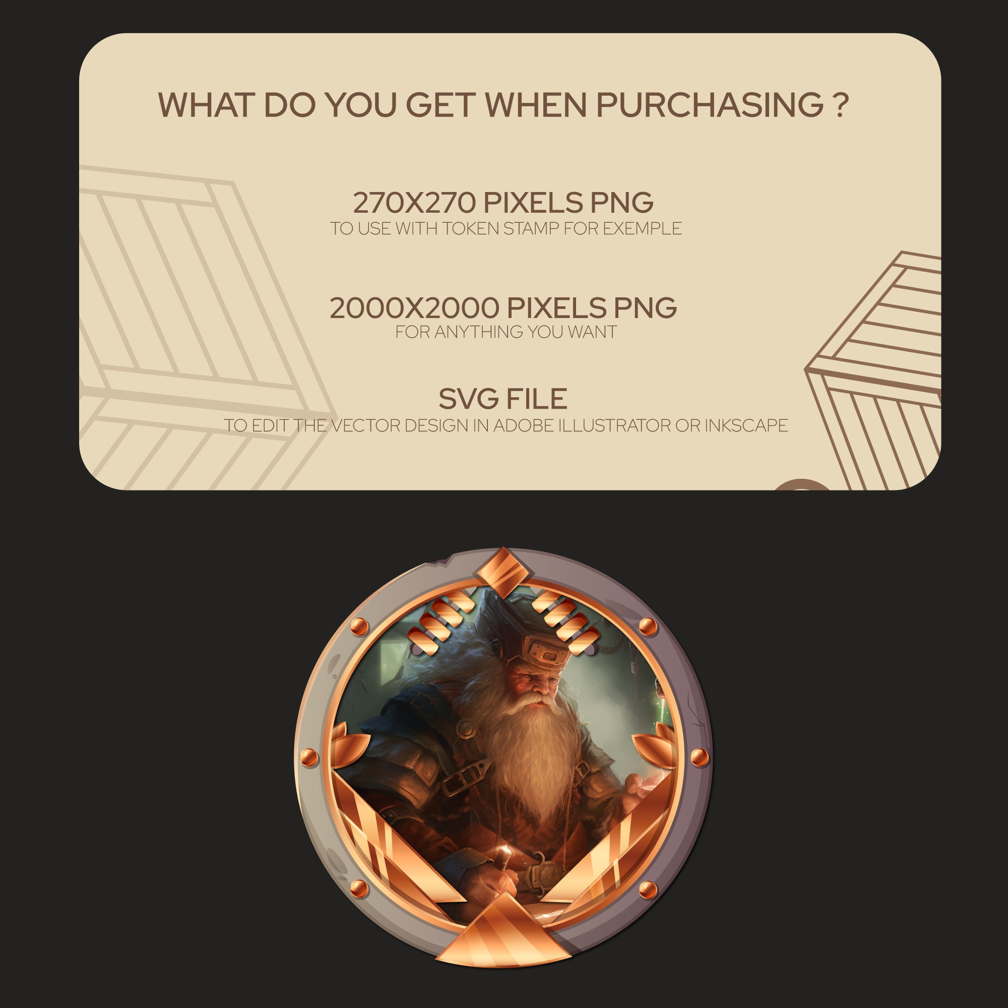 Copper Stone Token Border, Frame for Digital Tokens. Use Them on Your ...