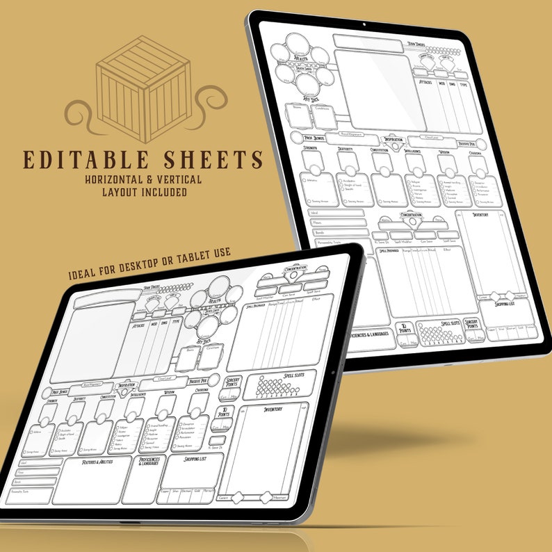 All in One Practical Dnd Editable Character Sheet With Bonus Character ...