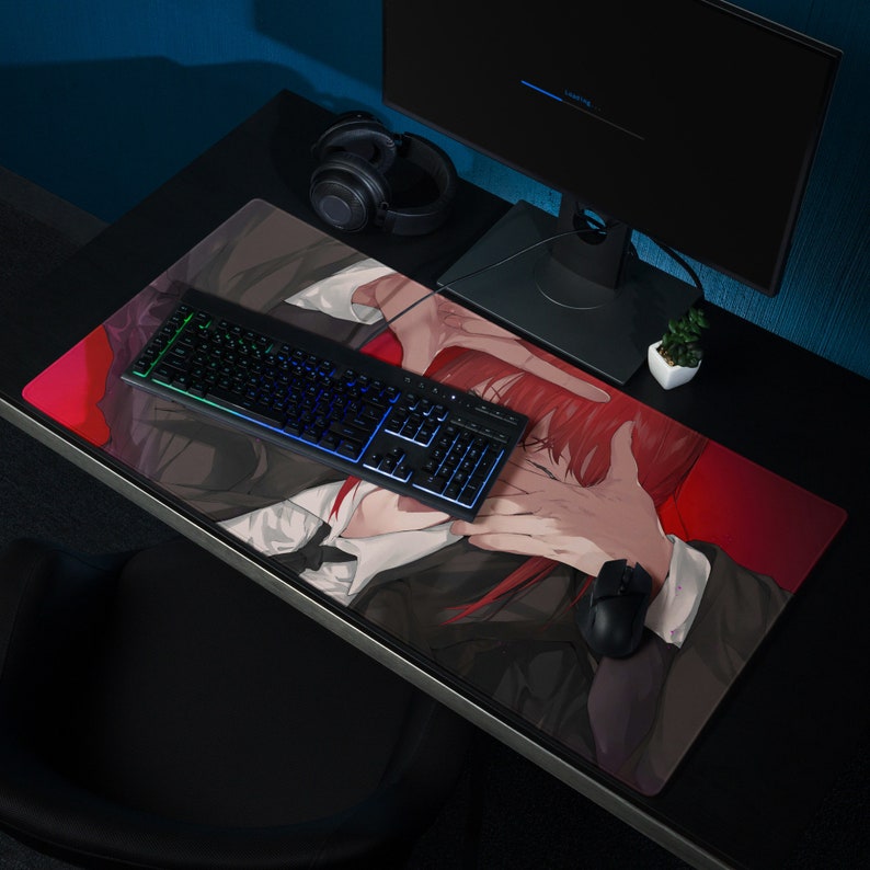 Custom Handmade Anime Girl XXL Big Gaming Mouse Pad Featuring Makima ...