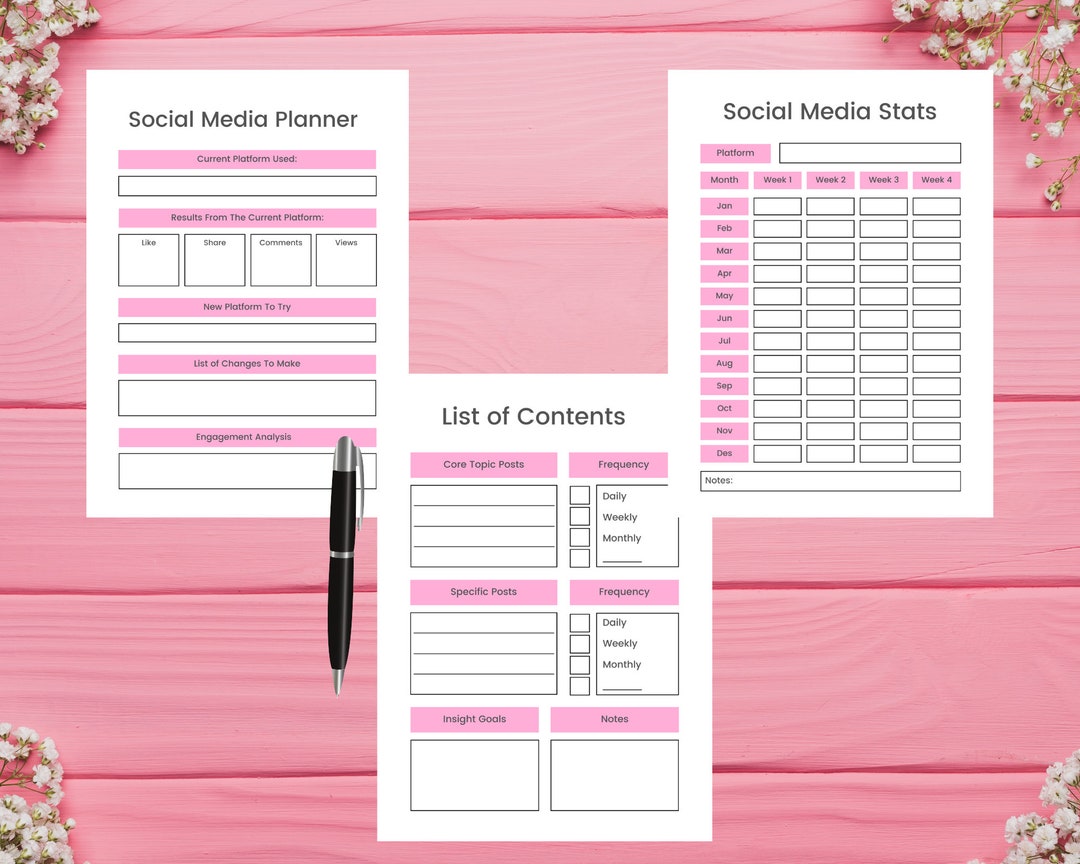 Social Media Planner, Content Planner, List of Content, Recycled ...