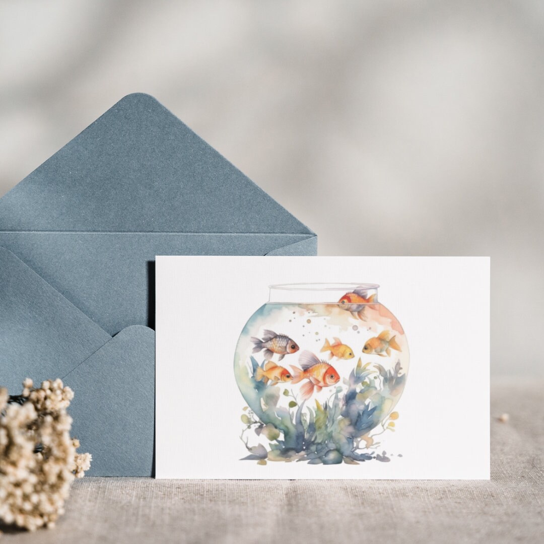 Watercolor Fishbowl Village Clipart, Fish Tank Watercolor Clipart ...