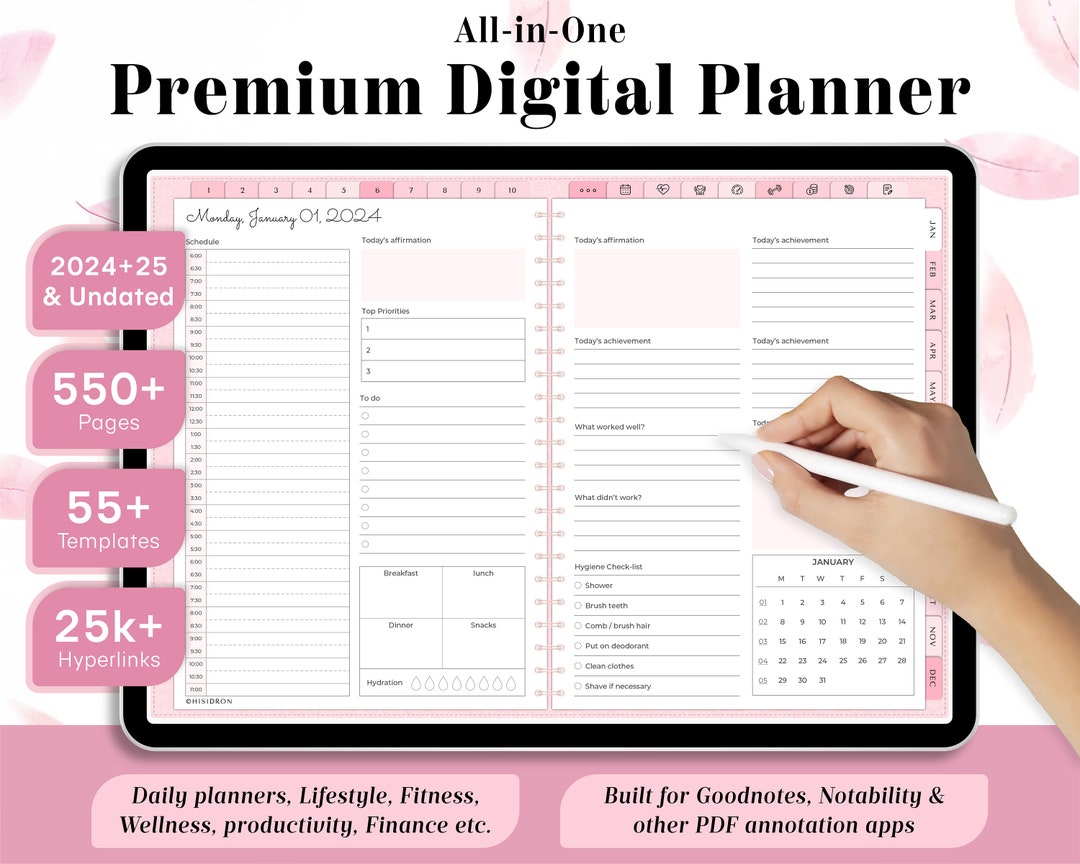 Pink Digital Planner iPad Bundle 2024 & 2025! Plus Undated, Ipad ...