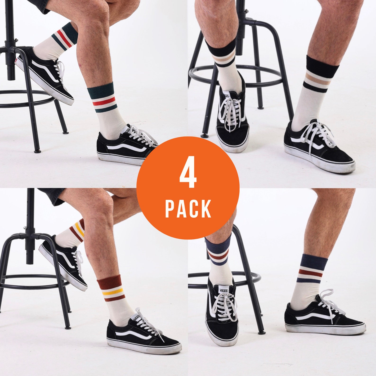 Mens Retro Socks, Athletic Socks, Stripe Socks, 80s Socks, Eco-friendly ...