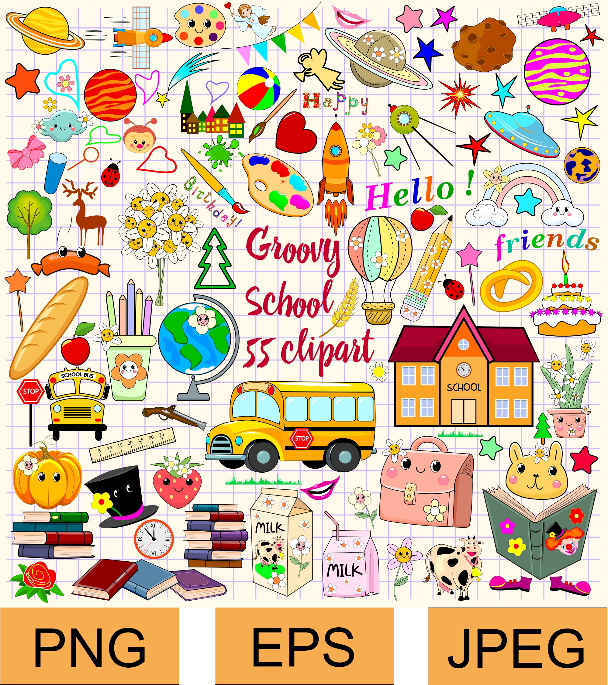 Groovy School PNG, School Clipart, Back to School, Favorite School ...