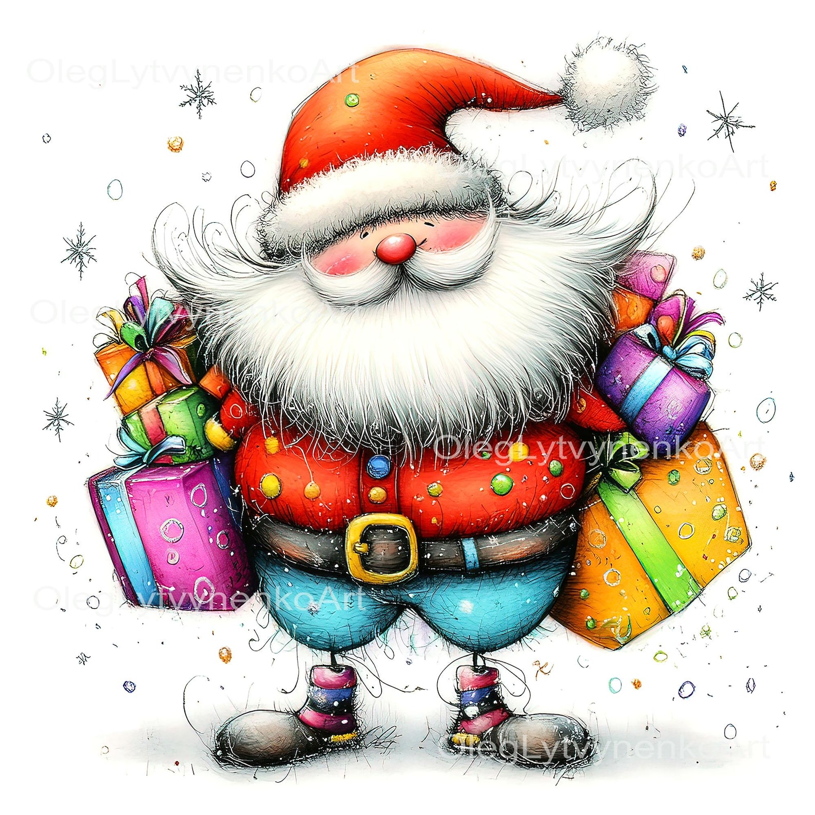 20 Colorful Quirky Cute Santa Clauses, Santa Clipart JPG, Santa With ...