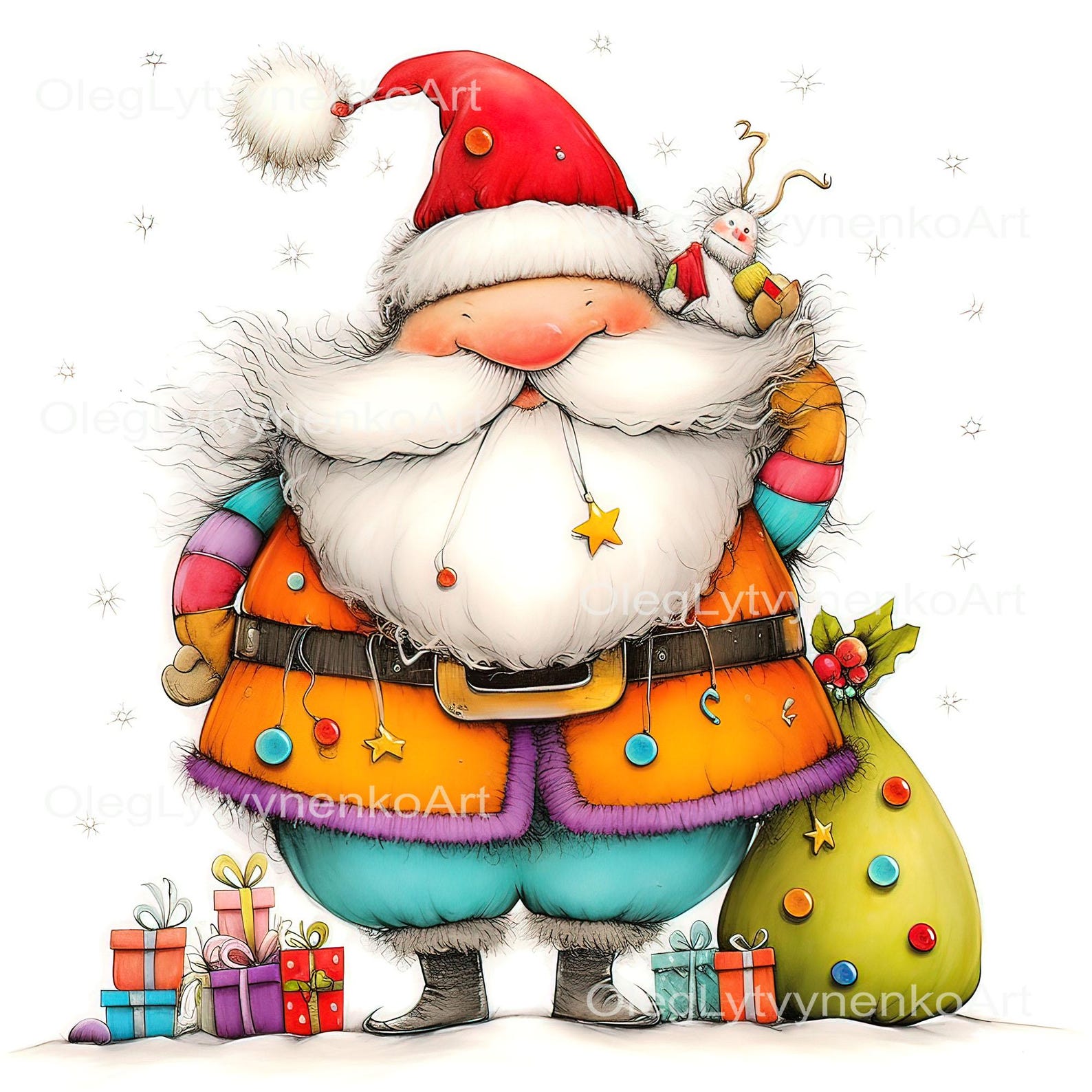 20 Colorful Quirky Cute Santa Clauses, Santa Clipart JPG, Santa With ...