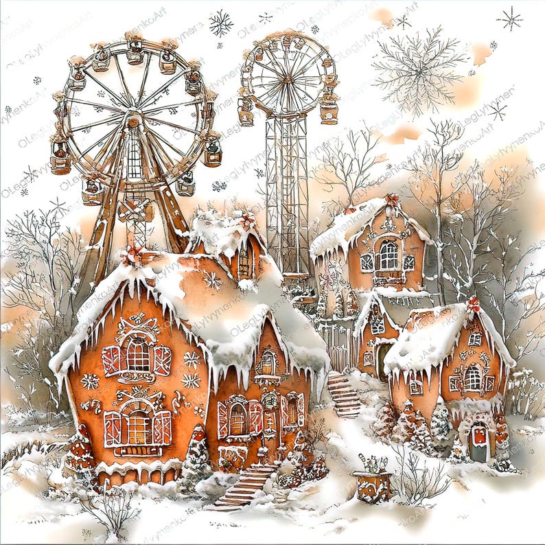 12 Christmas Gingerbread Houses Clipart, Christmas Gingerbread ...