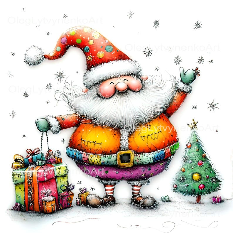 20 Colorful Quirky Cute Santa Clauses, Santa Clipart JPG, Santa With ...