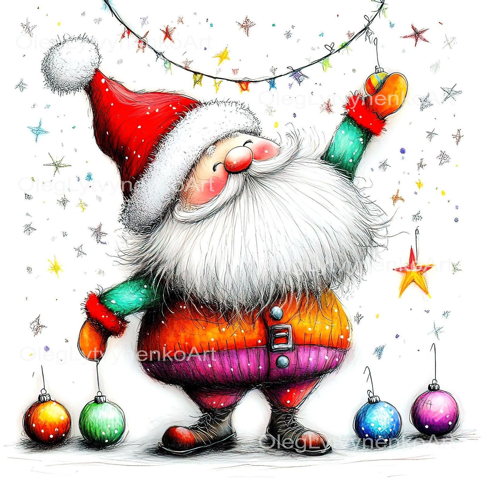 20 Colorful Quirky Cute Santa Clauses, Santa Clipart JPG, Santa With ...