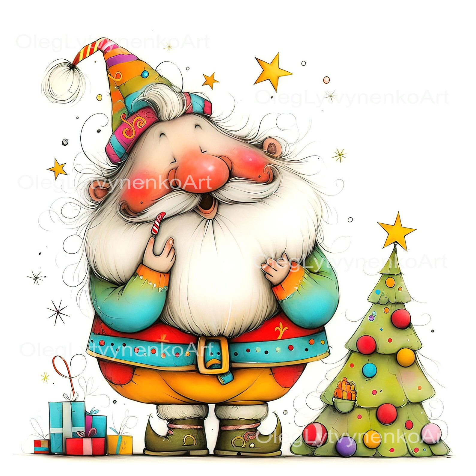 20 Colorful Quirky Cute Santa Clauses, Santa Clipart JPG, Santa With ...