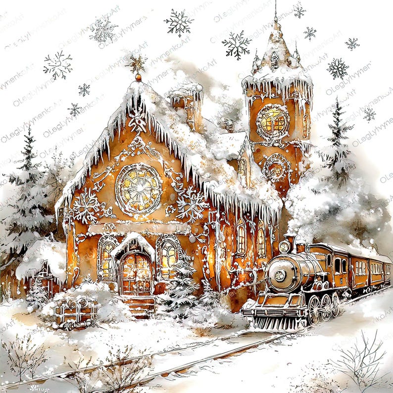 12 Christmas Gingerbread Houses Clipart, Christmas Gingerbread ...