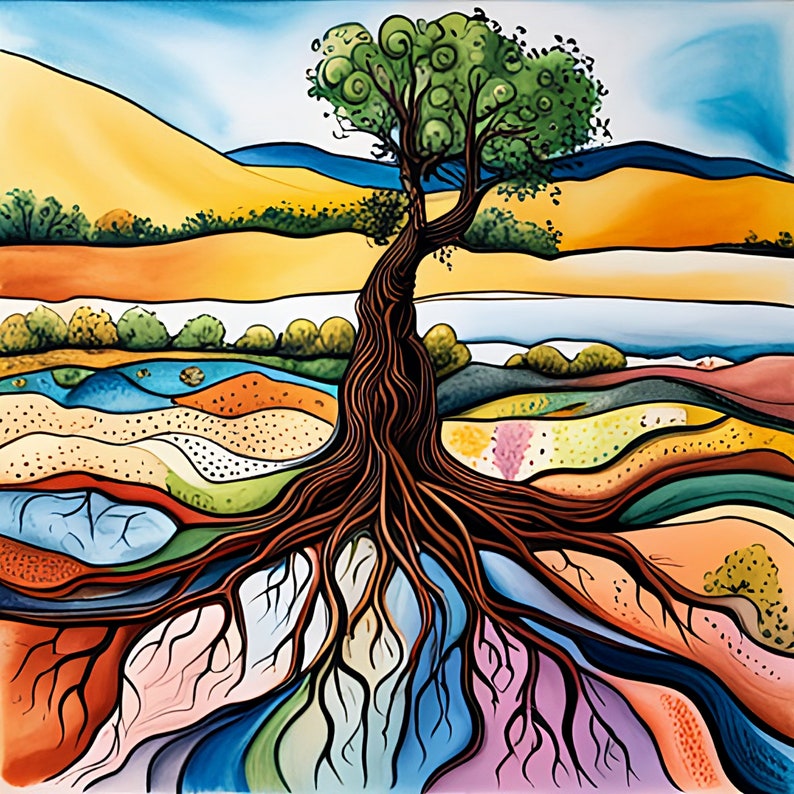 Vibrant Earth Day Tree Print - Landscape Print, Digital Print, Wall Art ...